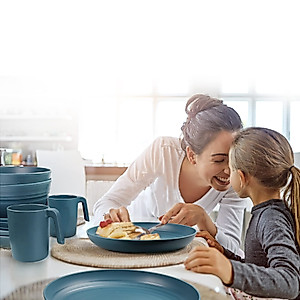 Shopwithgreen Plastic Dinnerware Sets (16PCS) - Lightweight & Unbreakable Dinnerware Set - Microwave Safe Plates Set, Bowls, Cups Mugs, Service for 4, Great for Kids & Adult