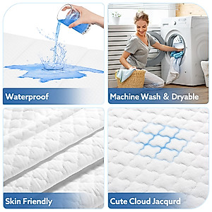 Criblike Trifold Pack and Play Mattress, Waterproof Playpen Mattress, Portable Crib Mattress Topper, with Soft Washable Cover, 38’’x26’’