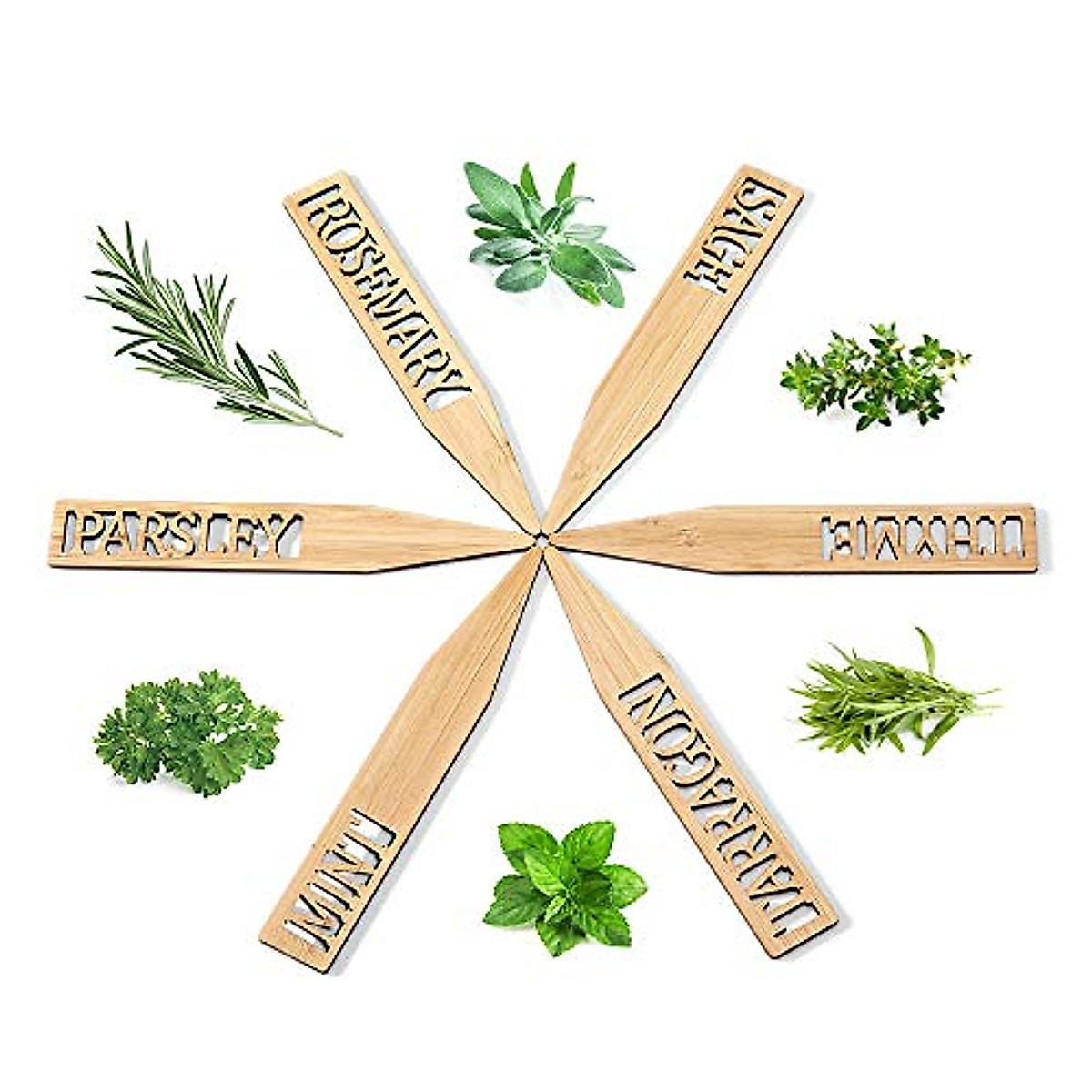 Boldernest Bamboo Herb Garden Markers - Set of 12 Beautiful Herb Garden Labels - Sturdy Herb Markers for Outdoor Garden or Potted Herbs - Lovely Herb Garden Signs