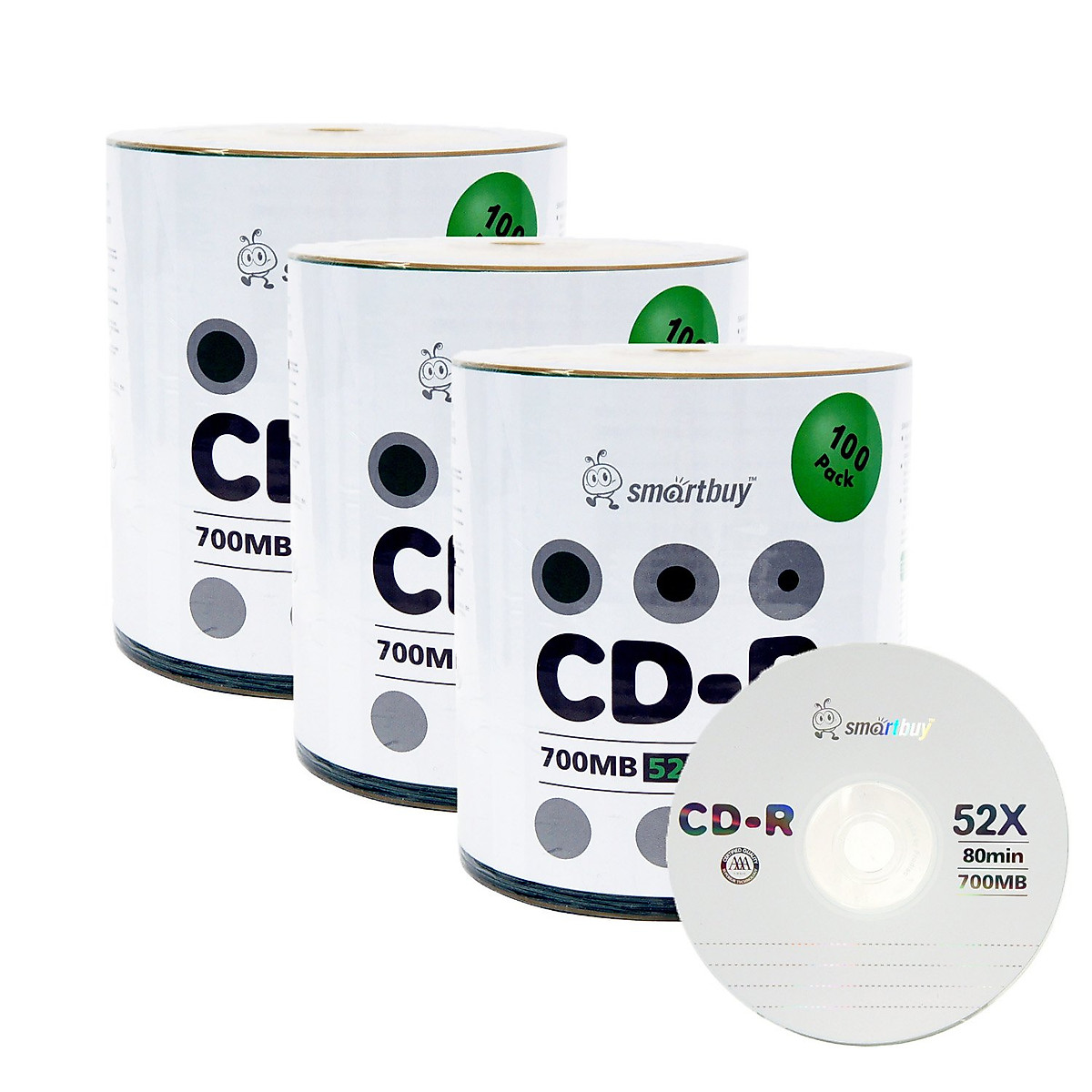 Smart Buy Logo CD-R 300 Pack 700mb 52x Blank Data Recordable Discs, 300 Disc, 300pk