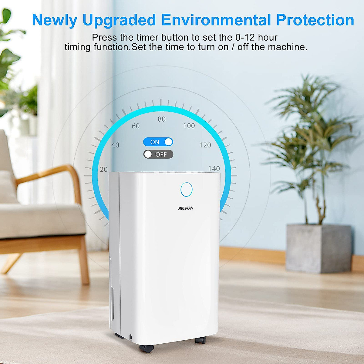 SEAVON 30 Pint Dehumidifiers for 2000 Sq. Ft Home Basement with Drain Hose, Dehumidifier with Auto and Manual Drainage,12 Hours Timer, Child Lock, Dry Clothes, Intelligent Humidity Control for Bedroom