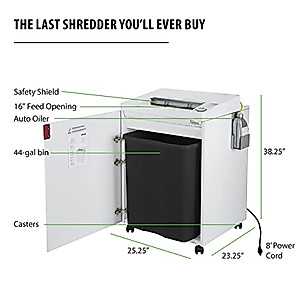 ideal. 4002 Cross-Cut Centralized Office Paper Shredder with Automatic Oiler, Continuous Operation , 24 to 26 Sheet, 44 gallon Bin, Shred Staples/Paper Clips/Credit Cards/CDs/DVDs, P-4 Security Level