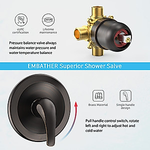 EMBATHER Shower Faucet Set with Tub Spout, 2 in 1 Bathtub Faucet Set with 8 Modes Shower Head, Single-Handle Tub Faucet Set, Shower Valve and Trim Kit, Oil-Rubbed Bronze