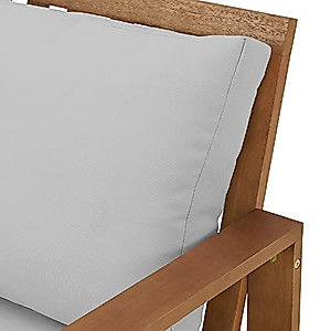 Weston Eucalyptus Wood Outdoor Chair with Gray Removable Cushions Weather-Resistant Deck Chair, Patio Furniture All-Weather, Backyard, Patio