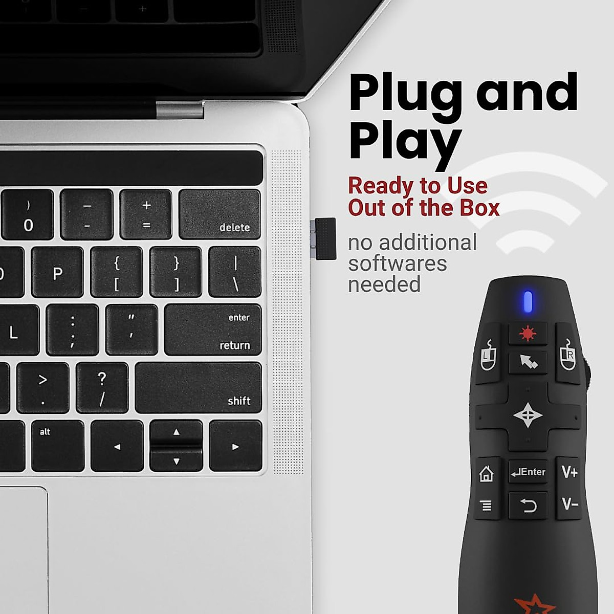 Wireless Powerpoint Presentation Remote Clicker and Keynote Presenter with Wireless Mouse (PR-820) from Red Star Tec