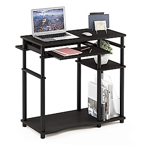 Furinno Abbott Computer Desk with Bookshelf, Espresso/Black