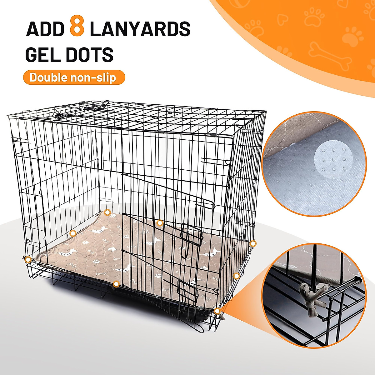 Washable Pee Pads for Dogs, Reusable Puppy Pads Waterproof, 2 Pack Dog Pee Pads, Potty Pads for Dogs, Super Absorbent, Add 8 Lanyards, Puppy Training Pads (31x36 Inch ,Pack of 2)