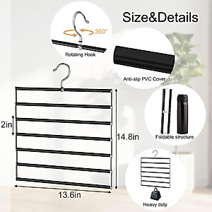 3 Pack Portable Foldable Pants Hangers Space Saving Travel Hangers, Multiple Metal Legging Clothes Hangers Folding Hangers for Pants Leggings Travel Accessories Cruises Ship Essentials, Black