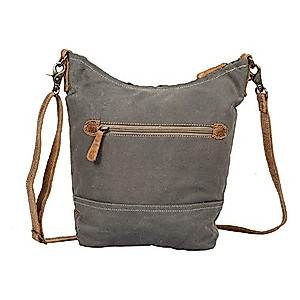 Myra Bag Aloe Print Upcycled Canvas & Leather Shoulder Bag S-1305