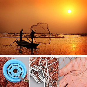 Cast Net for Bait Trap Fish, 4ft 6ft 8ft Radius Cast Nets for Fishing, 3/8 inch Mesh for American Saltwater Freshwater Fishing Net, Easy to Throw Casting Net for Bait Trap Fish