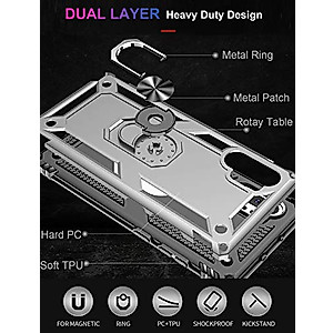 LUMARKE Galaxy Note 10+ Plus Case,Pass 16ft. Drop Test Military Grade Heavy Duty Cover with Magnetic Ring Kickstand,Protective Phone Case for Samsung Galaxy Note 10 Plus Silver