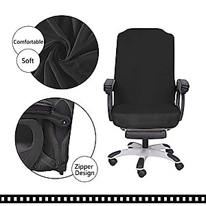 SARAFLORA Office Chair Cover- Large, Black- Removable Computer Cover for with Zipper Universal Rotating Desk High Back Seat Washable Protector Pets