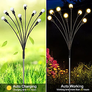 8 Pack Solar Garden Lights, Solar Firefly Lights Outdoor Waterproof 8 Modes Starburst Solar powered Swaying Lights Garden Decor for Party Patio Yard Pathway Landscape Outdoor Lights Decorative