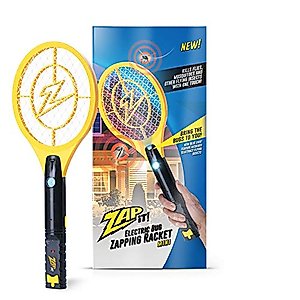 ZAP IT! Bug Zapper Rechargeable Bug Zapper Racket W/ Blue Light Attractant, 4,000 Volt, USB Charging Cable