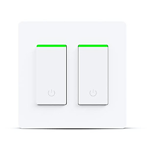 Smart Light Switch 2 Gang WiFi Smart Light Double Switch Work with Alexa, Google Assistant,Wireless Control, 2.4G WiFi Smart Light Switch, Single-Pole, Neutral Wire Required