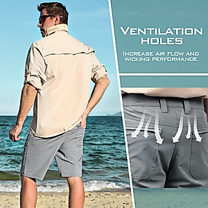 KastKing Rekon Men's Fishing Cargo Shorts, Quick Dry Casual Hiking Shorts for Men, Travel Golf Camping Tactical,Gray,36