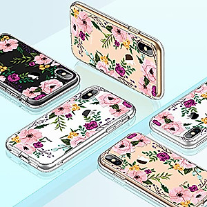 GiiKa for iPhone X Case, iPhone Xs Case, Clear Full Body Shockproof Protective Floral Girls Women Hard Case with TPU Bumper Cover Phone Case for iPhone Xs, Small Flowers