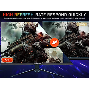 memzuoix 27-Inch QHD Gaming Monitor 165Hz, IPS PC Monitor with Rainbow Lights, 1ms, 99% sRGB, FreeSync G-Sync Compatible, Eye Care, VESA Mountable, HDMI, DisplayPort and Speakers, Black