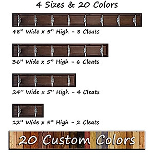 Bay View, Wood Boat Cleat Hook Rack, Rustic Hook Rack, Farmhouse Hook Rack, Wooden Coat Rack, Coat Rack Wall Mount- 4 Sizes and 20 Colors - Jacobean