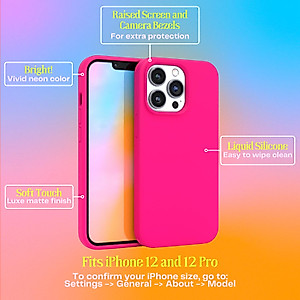 FELONY CASE – iPhone 12/12 Pro Case – Neon Pink Silicone Phone Cover, Liquid Silicone with Anti-Scratch Microfiber Lining, 360° Shockproof Protective Case for Apple iPhone 12 and iPhone 12 Pro