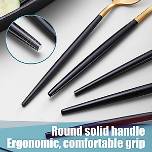 Lemeya Matte Black Gold Silverware Set,Modern Stainless Steel Flatware Set,30 Pieces Cutlery Set Service for 6,Tableware Utensil Set for Home and Restaurant, Satin Finish, Dishwasher Safe