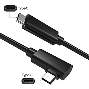 VR Streaming Link Cable Compatible for Oculus Quest, Cuxnoo Virtual Reality Headset Cable Angle USB 3.2 Gen1 C-C High-Speed Data Transfer, Fast Charging Cord, 15FT Black