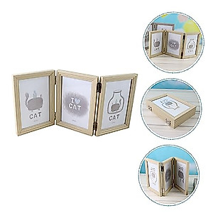 ARTIBETTER Picture Collage 1pc Triple Folding Photo Frame Wooden Pictures Glass Picture Photo Wall Collage Wood Hinged Photo Frame Photo Picture Frame Wooden Three Picture Frame Office