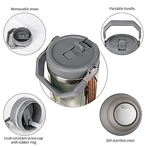 Old Viking Boat 30oz Stainless Steel Insulated Tumbler with Straw & Foldable Handle - Leakproof, Double-Wall Vacuum Travel Thermos for Hot/Cold Drinks, Non-Slip Base, Fit Cup Holders