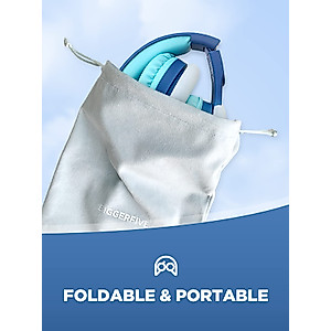 BIGGERFIVE Kids Headphones, Wired Headphones for Kids Boys Girls, 85/94dB Safe Volume Limited, Microphone, Foldable, 3.5mm Jack Stereo Child Teens Headphones for School/Travel/iPad/Tablet, Blue