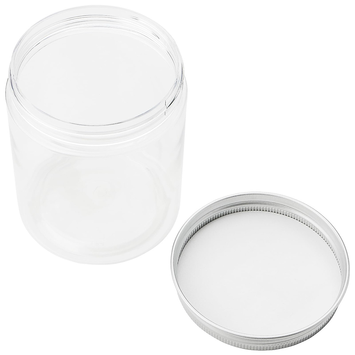 ZEONHEI 30 Pack 8 Oz Plastic Jars with Aluminum Lid, Wide Mouth Clear Empty Plastic Containers for Food Storage Cream Jam Samples