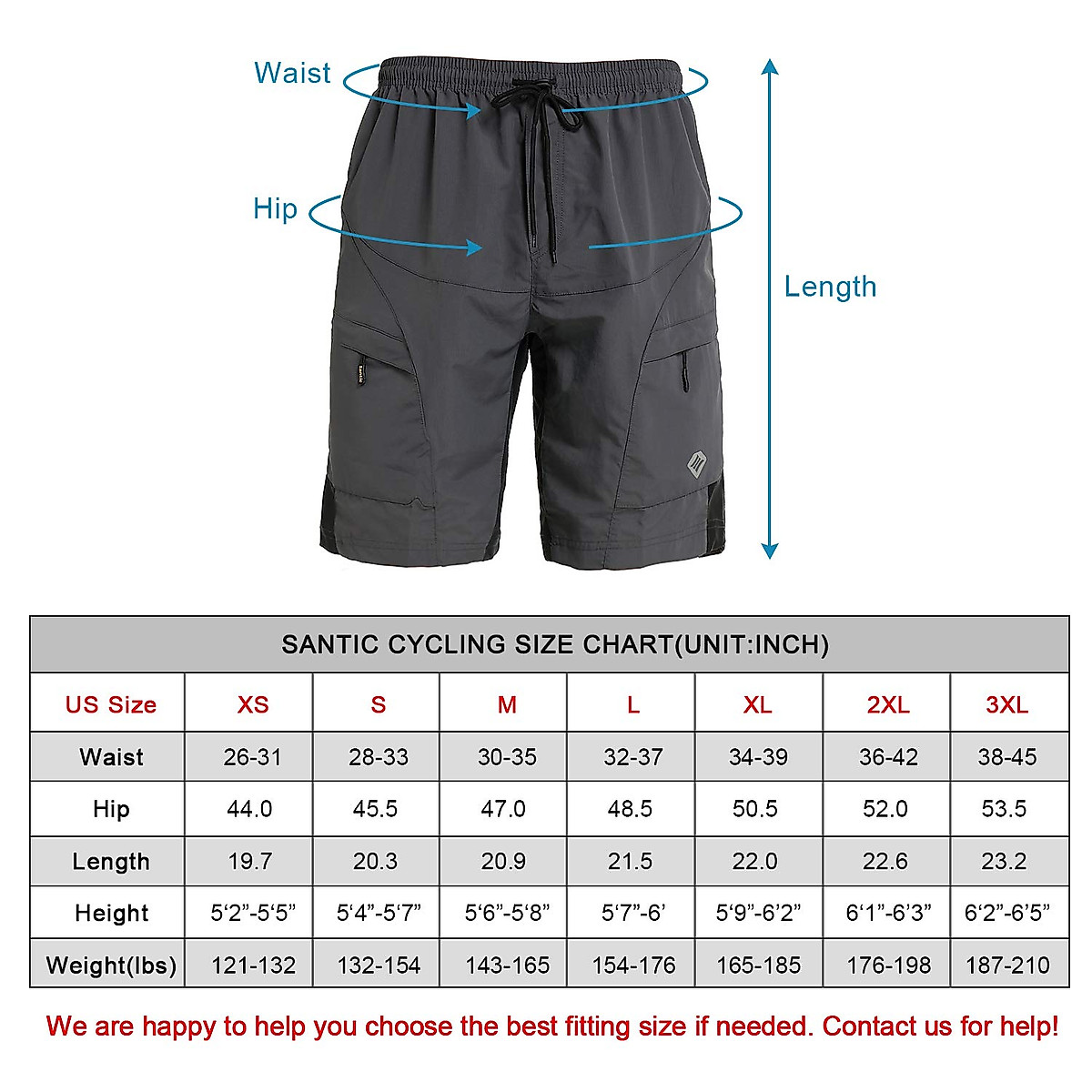 Santic Men's 3D Padded Mountain Bike Shorts Lightweight Cycling MTB Shorts