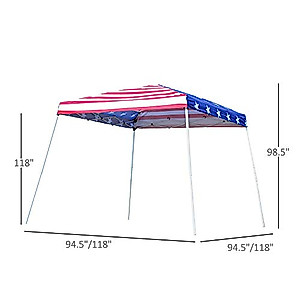 Outsunny 10' x 10' Pop Up Canopy Instant Event Tent with American Flag Roof, Slanted Legs, Easy Height Adjustable for Wedding Party for Patio Backyard Garden