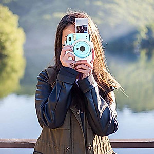 Protective & Portable Case Compatible with Fujifilm for Instax Mini 12/11 Instant Camera with Accessories Pocket and Adjustable Strap. (Ice White)