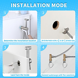 KWOCI Handheld Bidet Warm Water Sprayer Mounted on The Bathroom Vanity,Handheld Warm Water Bidet Sprayer for Toilet, Hand Held Hot and Cold Bidet Sprayer Shattaf for Pet Bathing,Brushed Nickel