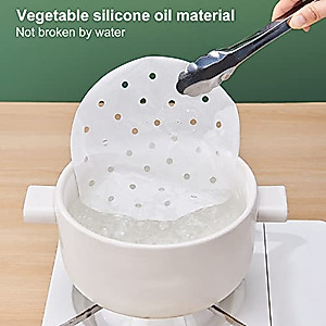 PARACITY 100pcs Air Fryer Parchment Paper Liners, 10in Parchment Paper Sheets, Steamer Liner with Double Layer Vegetable Silicone Oil Design, Non-Stick, Waterproof, Heat Resistant 446℉, Oven,Microwave