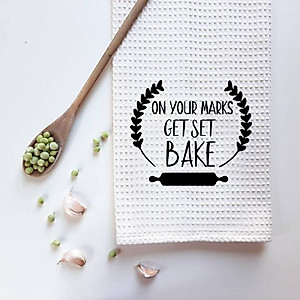 ZJXHPO Baker Towel Gifts On Your Marks Get Set Bake Kitchen Towel British Baking Show Inspired Gift Baking Gift Housewarming Gift Bake Lover Gift (Get Set Bake Towel)