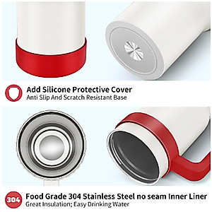 KETIEE 40 oz Tumbler with Handle and Straw, Leakproof Stainless Steel Travel Mug with Screwed Lid & Straw Vacuum Insulated Water Bottle Reusable Coffee Cups, Sweat Proof, Dishwasher Safe (White)