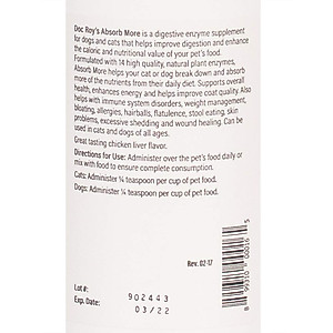 Doc Roy's Absorb More - Digestive Enzyme Supplement- for Dogs & Cats - 200gm Granules