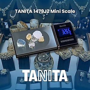 Tanita 1479J2 Mini Scale - Japan Technology Accurate Digital Pocket Scale for Jewelry - 200G Capacity - Blue Backlit Display - 6 Different Modes of Measurement: Gram, Oz, Carat, Troy Oz, Dwt, Grain