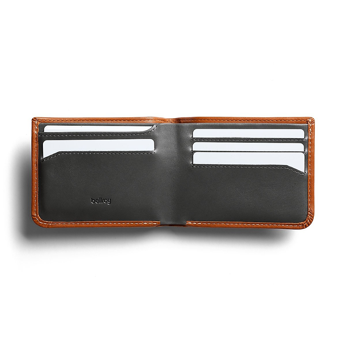 Bellroy Hide & Seek Wallet (Slim Leather Bifold Design, RFID Protected, Holds 5-12 Cards, Coin Pouch, Flat Note Section, Hidden Pocket) - Caramel - RFID