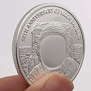 Coin Collection Commemorative Coin 376_ Badge Space Footprints Silver Plated Meditation Order Aircraft Carrier Coin Commemorative Coin Astronaut Coin