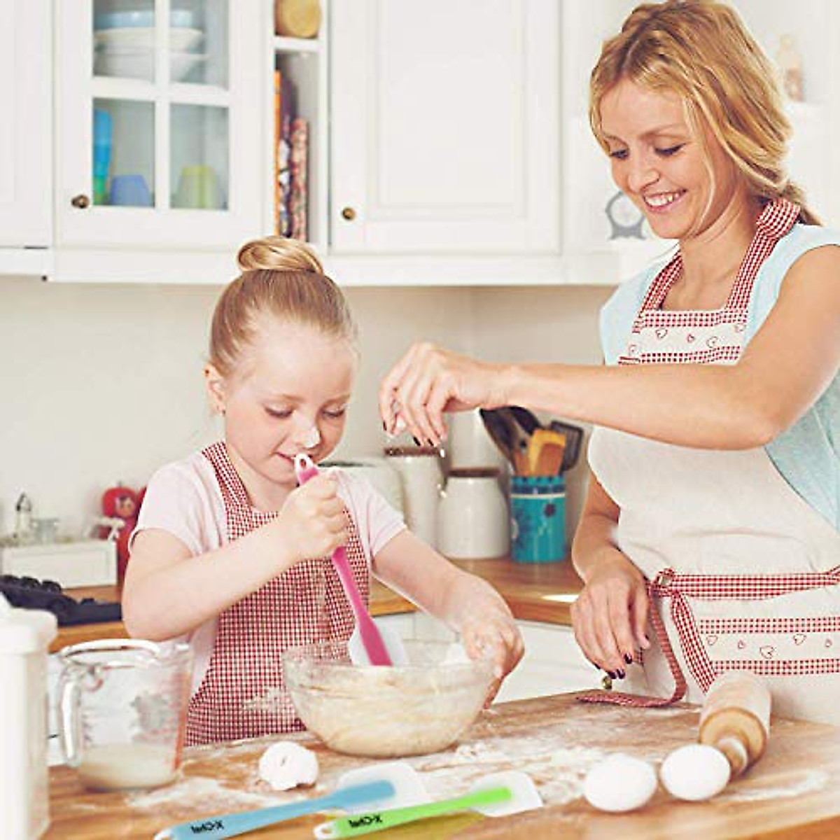 X-Chef Silicone Spatulas, Heat Resistant Rubber Spatulas for Nonstick Cooking Baking, 5 Silicone Scrapers with Stainless Steel Core, 3 Large and 2 Small, 446°F