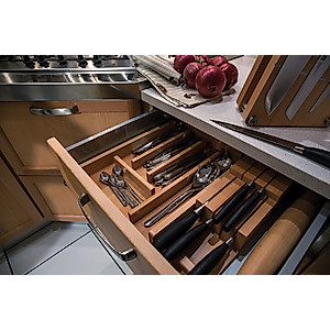 Artelegno Solid Beech Wood 7 Slot Drawer Knife Block, Luxurious Italian Collection by Master Craftsmen Stores High-End Knives Safely, Eco-friendly for Blades up to 9.6" - Natural Finish