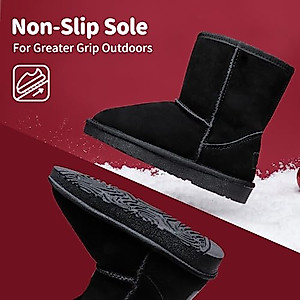 DREAM PAIRS Girls Boys Boots Kids Faux Fur Lined Winter Mid Calf Snow Boots Shorty-K Black Size 2 Little Kid