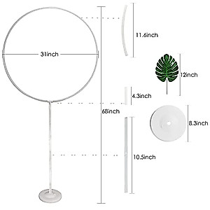 Elecrainbow 67 Inches Height Round Circle Balloon Arch Frame Stand Kit for Party Decorations, Balloon Column Base, Pole, Balloon Clip Rings, Balloon Tie Tool, Strip & 5 Packs of Accessories Included