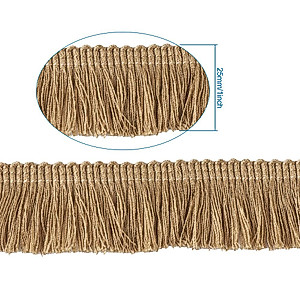 MegaPet Polyester Fringe Tassel Lace Trim 1 Inch x 82 Feet Chainette Fringe Fibre Trim Tan for Sewing Quilting Clothes Accessories Lampshade Curtain Home Decoration