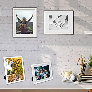 Beyond Your Thoughts 11"X14" REAL WOOD + REAL GLASS (Hang/Stand) White Picture Photo Frame with Matted for 8"X10" or 9"x12" Photo for Wall and Table Top-Mounting Hardware Included(1 Pack)