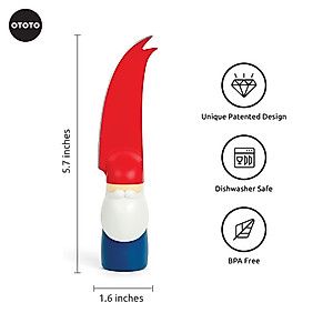 OTOTO Bert Cheese Knife, Gnome-Themed Multifunctional Knife for Cheese, Fruits, and Veggies, Cute Kitchen Accessories, BPA-Free Kitchen Gadget, Funny Kitchen Gadgets, Gnomes Gifts for Women