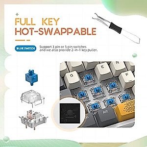 Wireless Gaming Keyboard and Wrist Rest Pad and Custom Coiled USB C Cable,Triple Mode TKL Hot Swappable Tactile Switches,LIGHTSYNC RGB,Mechanical Keyboard Palm Rest for PC PS5 PS4 Xbox Mac-3 in 1 Kit