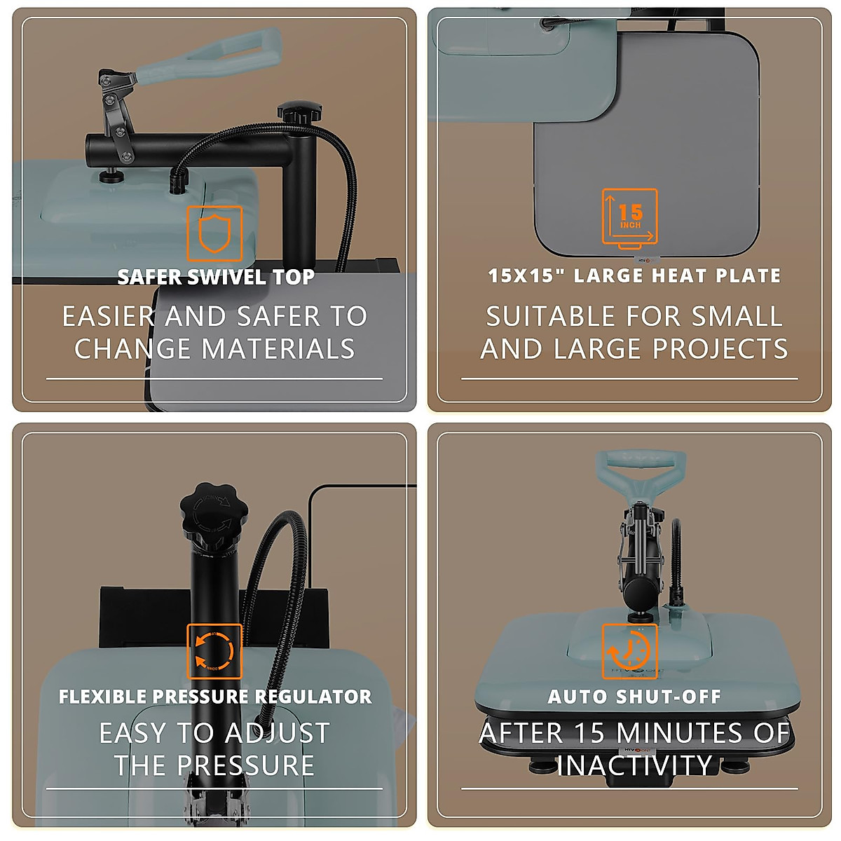 HTVRONT Heat Press Machine for T Shirts - 15x15 Swing Away Shirt Press Machine - Professional Heat Press for Sublimation, Vinyl, Heat Transfer Projects, Heats Up Fast & Distribute Heat Evenly (Blue)